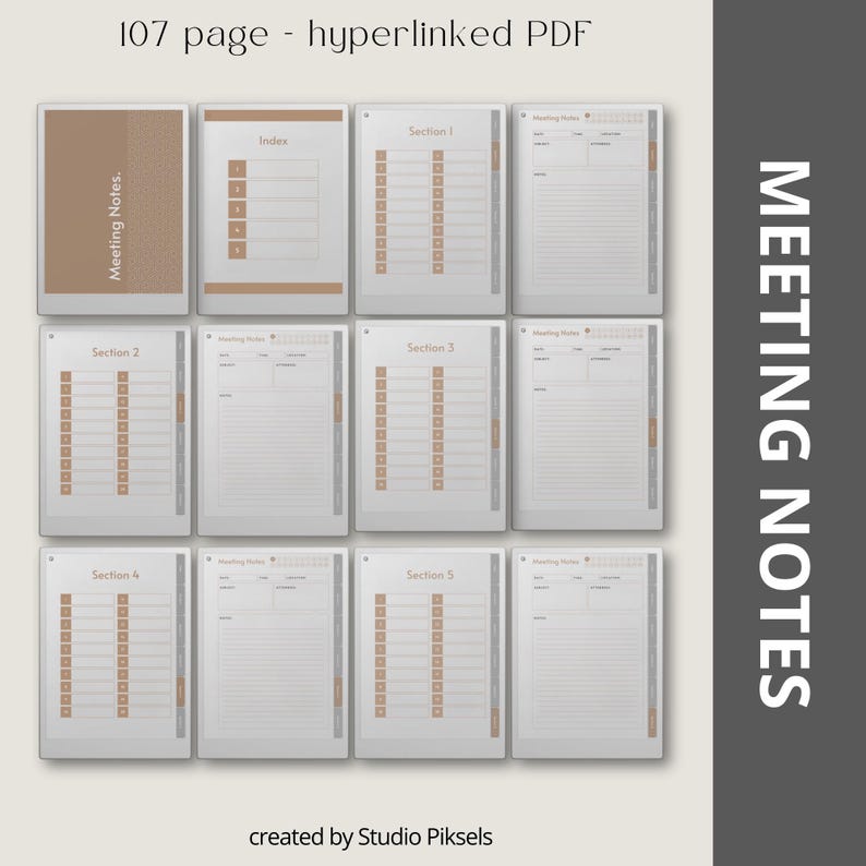 Hyperlinked Meeting Minutes Notebook for Remarkable Paper Pro, Custom ...