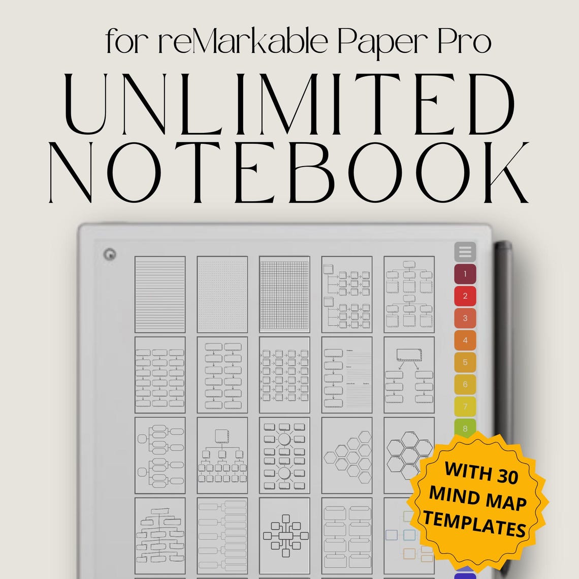Unlimited Mind Map Notebook for Remarkable Paper Pro, Idea Planner ...