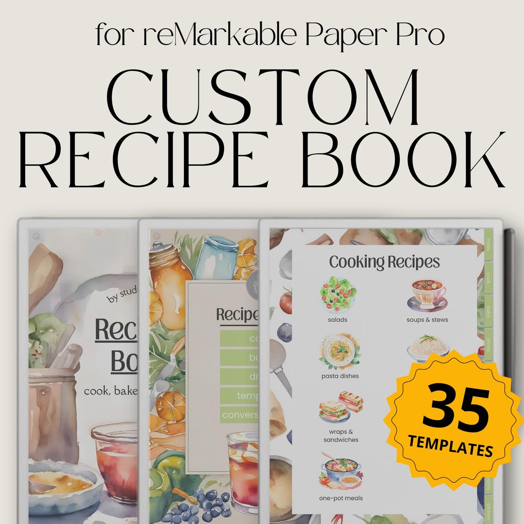 Recipe Book for Remarkable Paper Pro, Digital Cook Book, Recipe ...