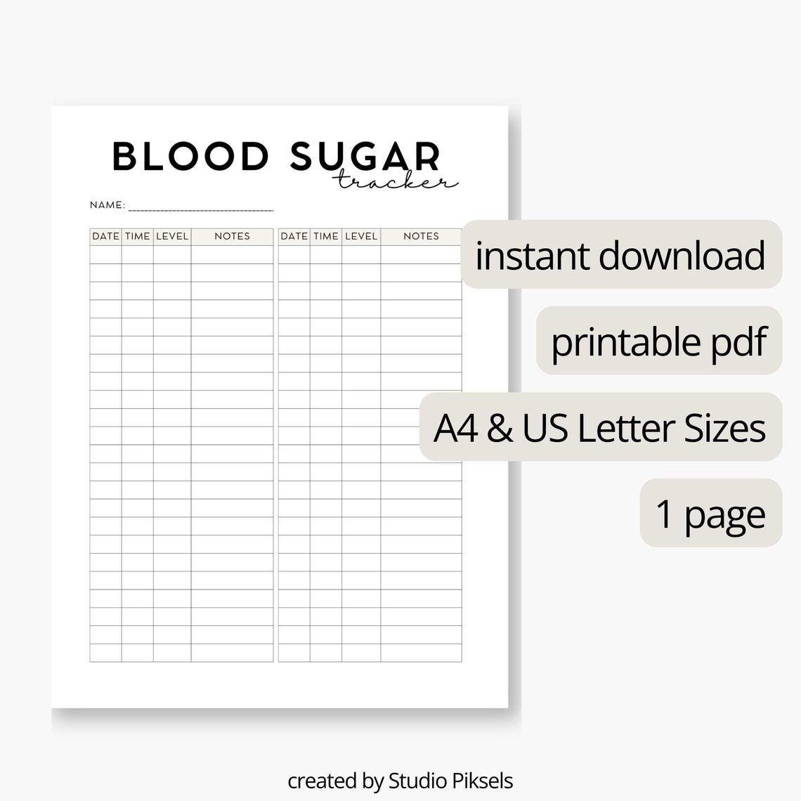 Blood Sugar Log, Diabetic Log, Daily Blood Sugar Log Book, Blood Sugar ...