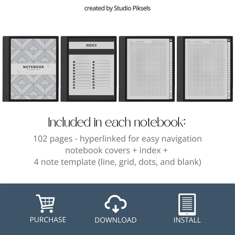 Custom Index Hyperlinked Notebook Bundle for BOOX, Brain Dump Template ...