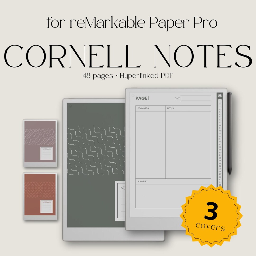 Hyperlinked Cornell Notebook Bundle for Remarkable Paper Pro ...
