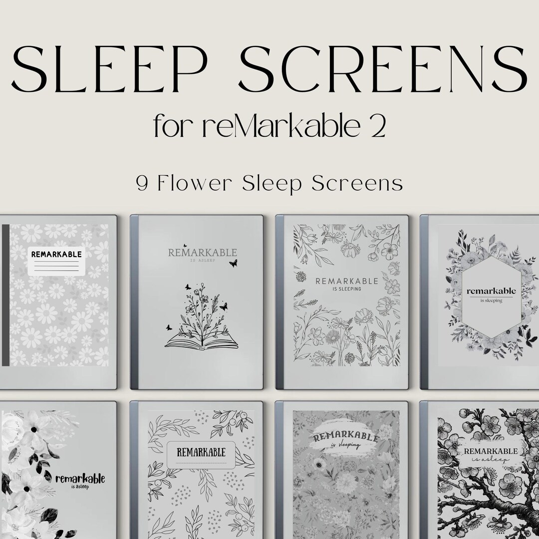 Flower Sleep Screen Bundle for Remarkable 2, Floral Cover for ...