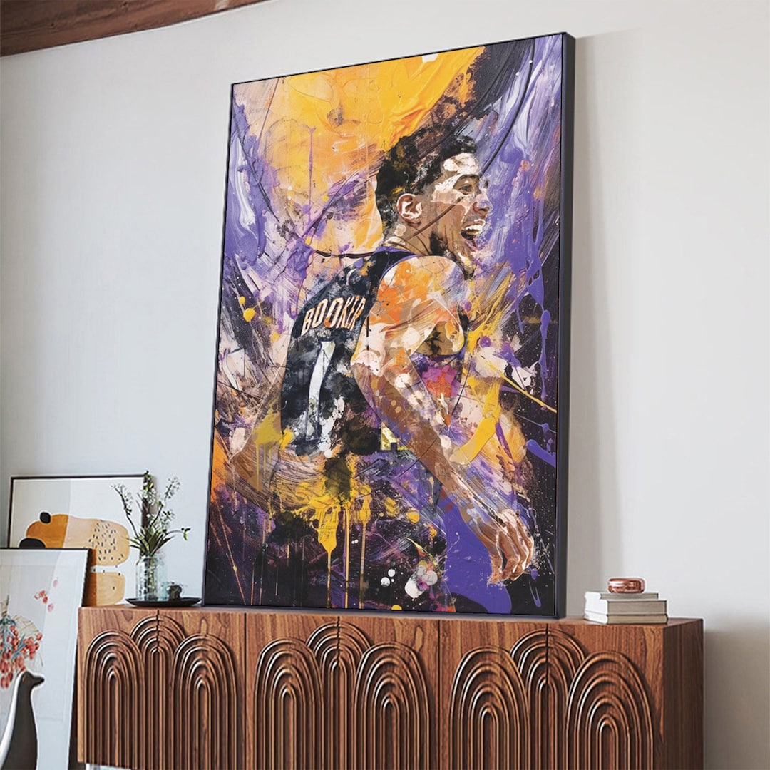 Devin Booker, Phoenix Suns, Hand-painted Basketball Player Oil Painting ...