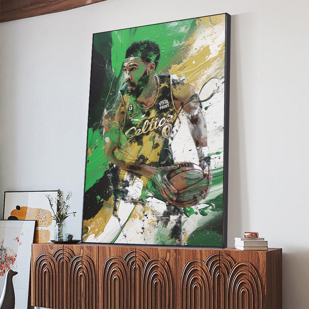 Jayson Tatum, Boston Celtics, Hand-painted Basketball Player Oil Painting on Canvas, Home Decor ...