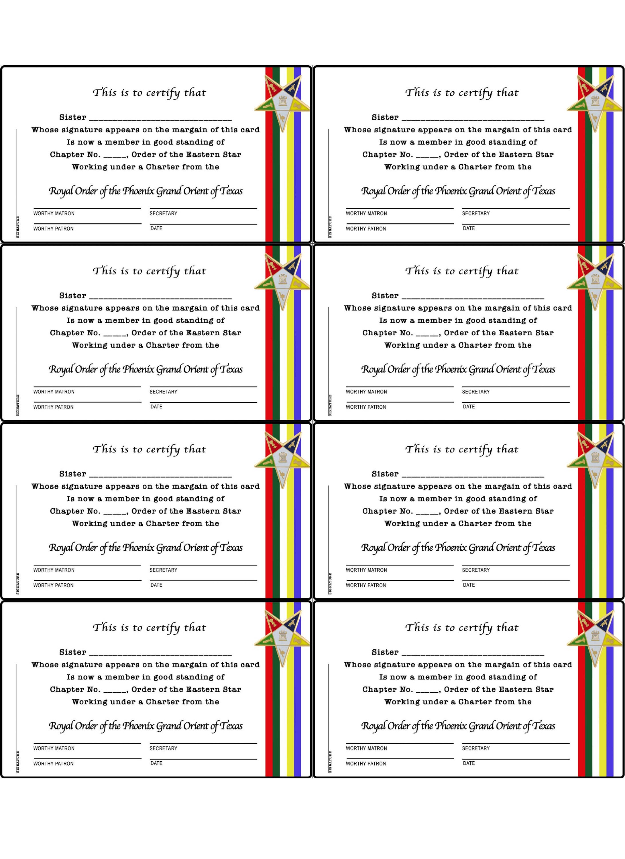 OES Traveling Membership Card Printable Customizable - Etsy