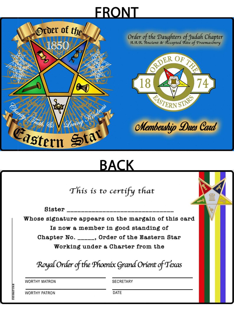 OES Traveling Membership Card Printable Customizable - Etsy