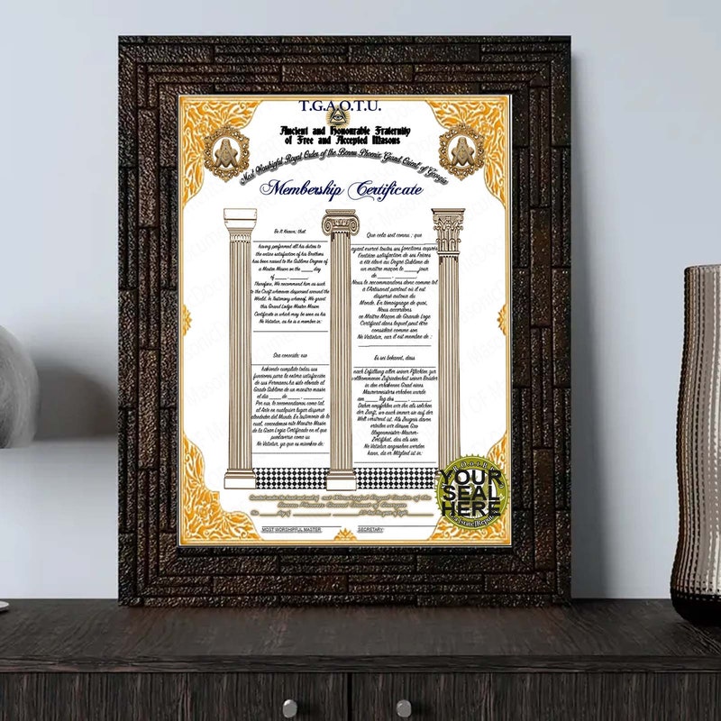 Masonic Certificate - Etsy