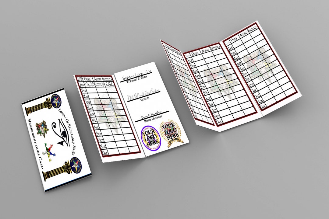 OES Order of the Eastern Star Traveling Dues Tri-fold Membership Card ...