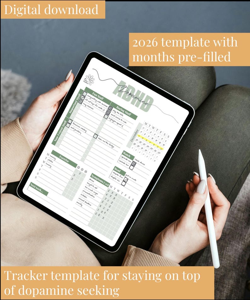 ADHD Digital Journal PDF 2026 | Dopamine Tracker and Medication Diary ...