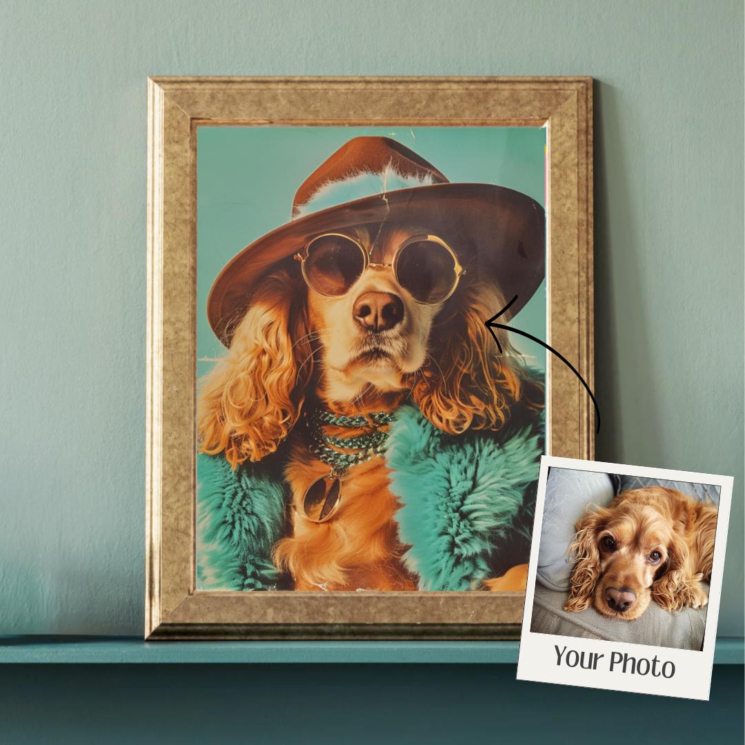 Custom 70s Retro Pet Portrait, Iconic Fashion Dog Portrait, Pet Gift ...
