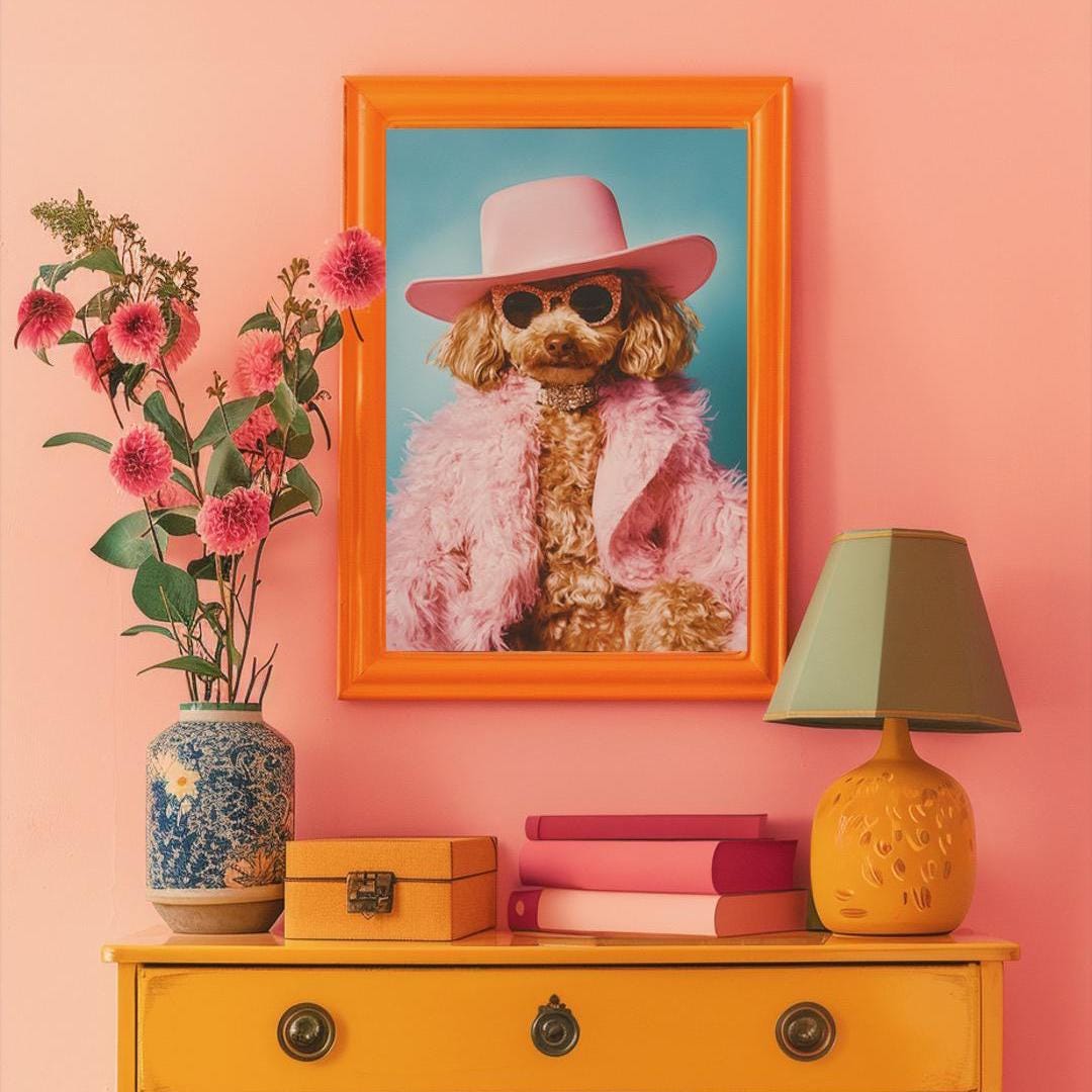 Custom 70s Retro Pet Portrait, Iconic Fashion Dog Portrait, Pet Gift ...