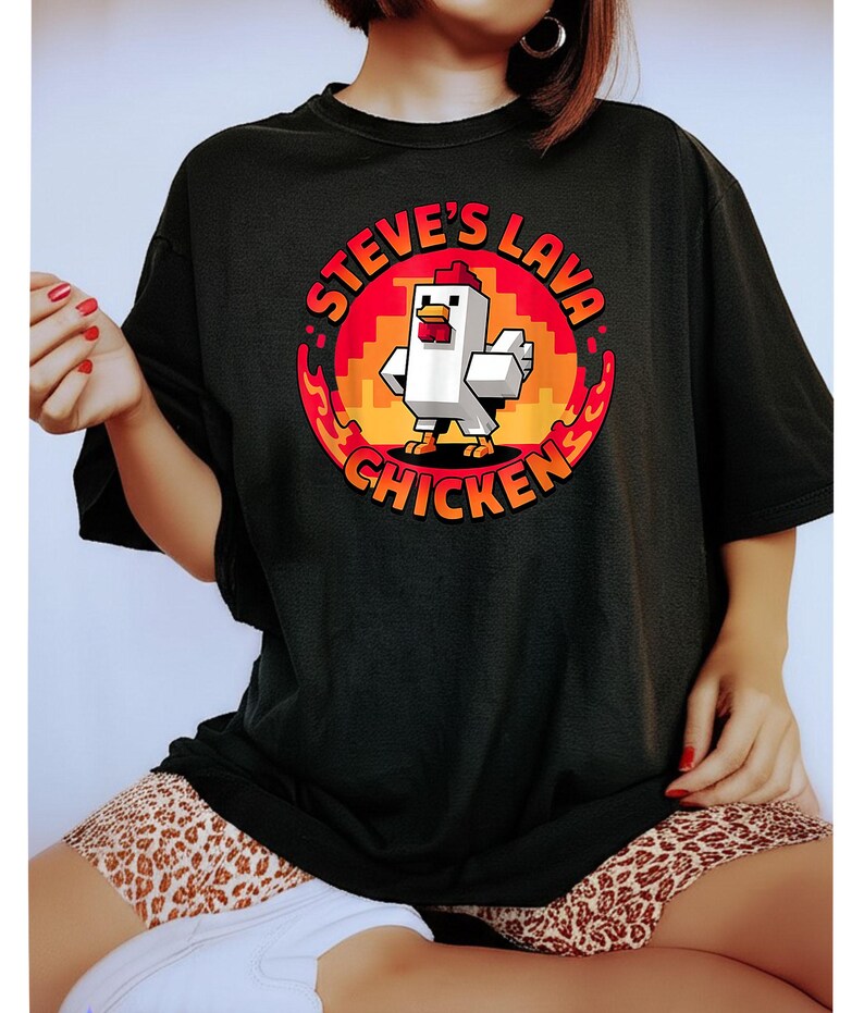 Lava Chicken Miners Meme Steve Pixel Gaming Funny Shirt,gift for Gamers ...