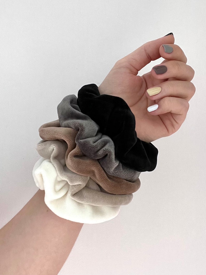 Neutral Colours Velvet Hair Scrunchies, Set of 5 Extra Soft Velvet Hair ...