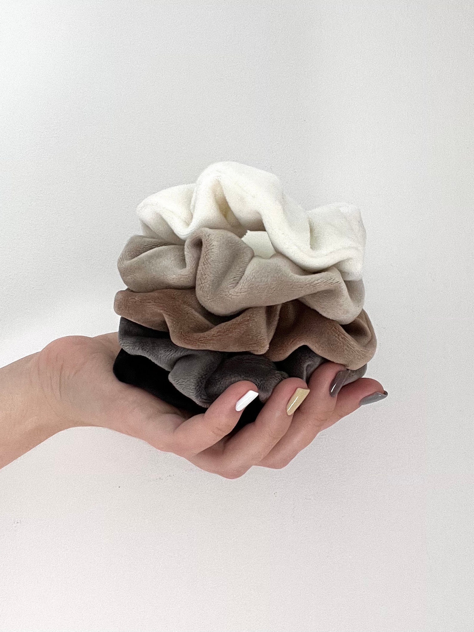 Neutral Colours Velvet Hair Scrunchies, Set of 5 Extra Soft Velvet Hair ...