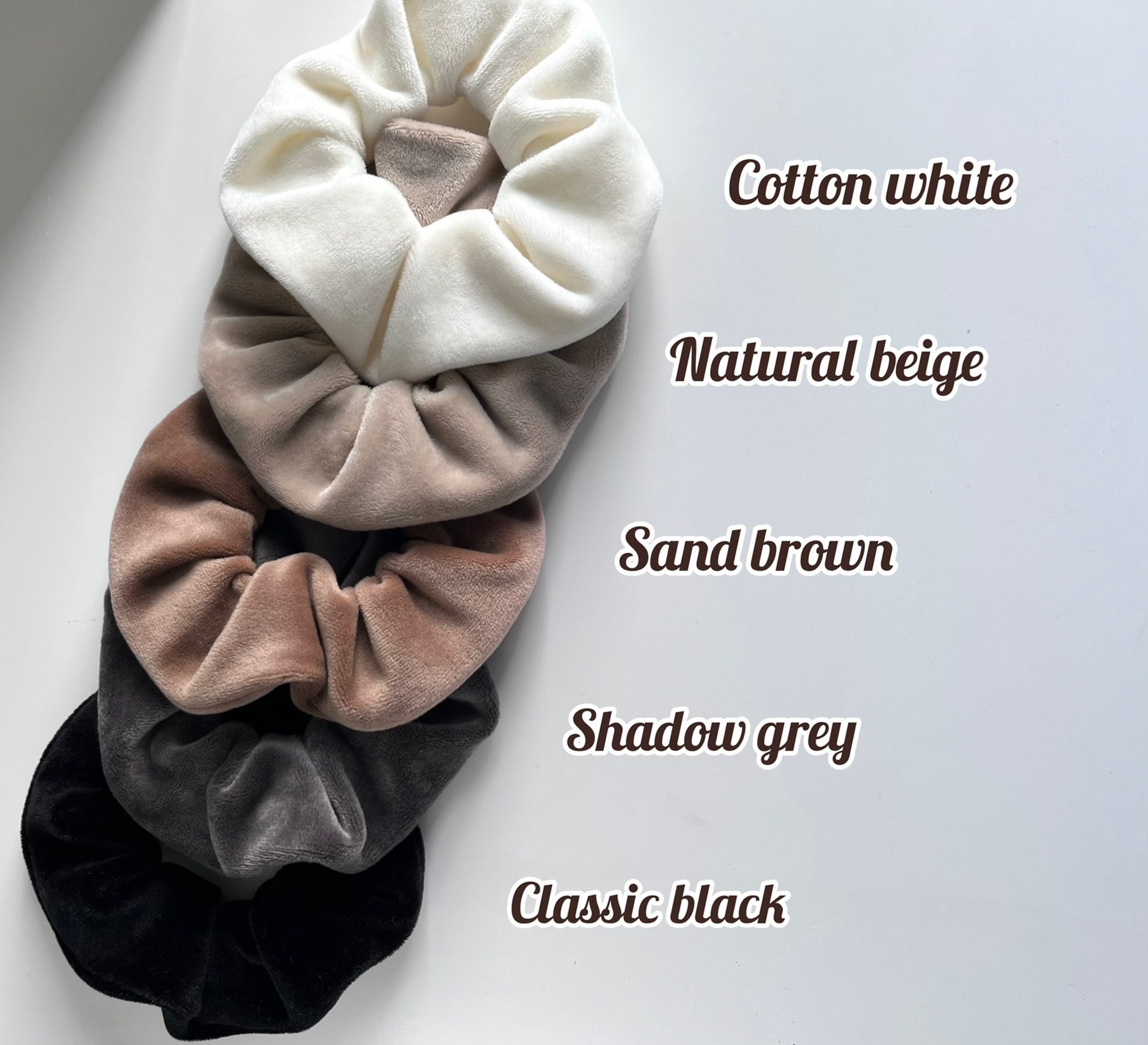 Neutral Colours Velvet Hair Scrunchies, Set of 5 Extra Soft Velvet Hair ...