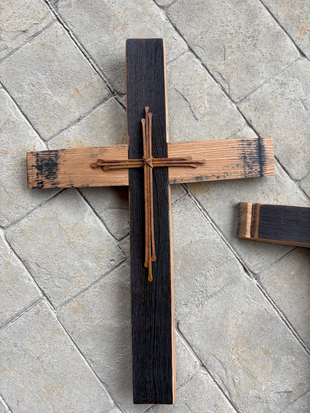 Handcrafted Whiskey Barrel Stave Cross | Rustic Christian Wall Cross ...