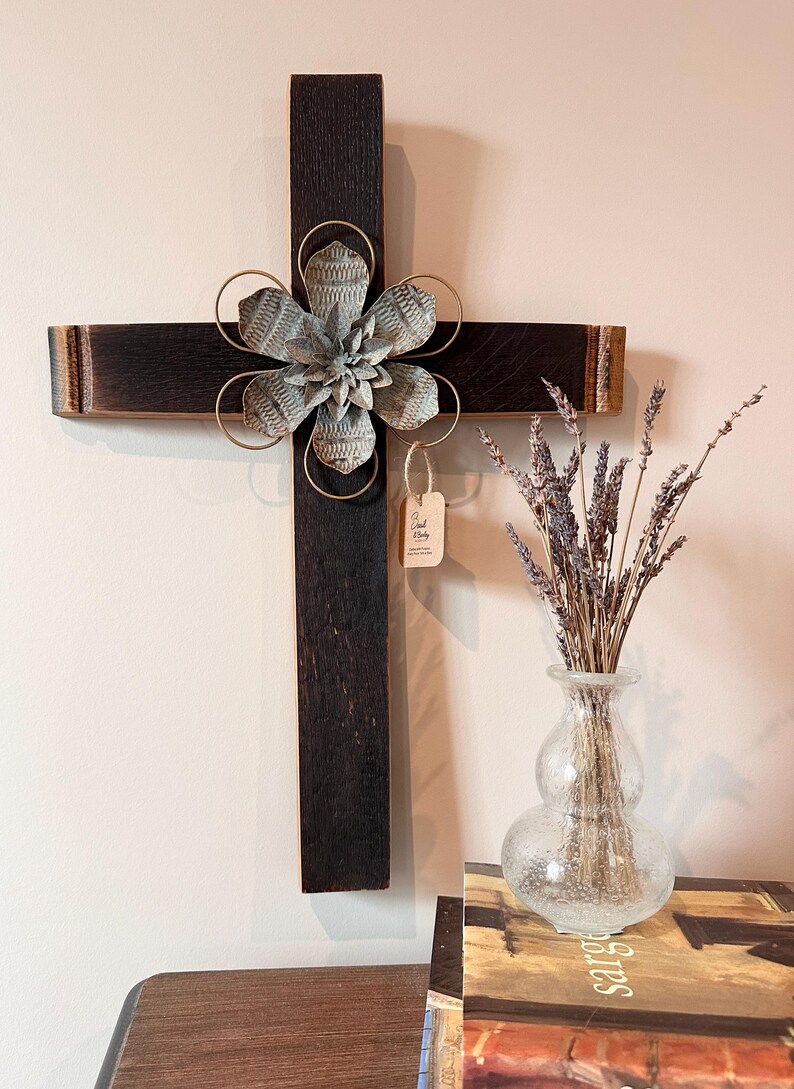 Handcrafted Whiskey Barrel Stave Cross | Rustic Christian Wall Cross ...
