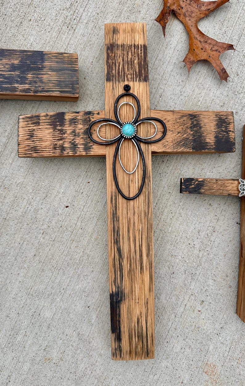 Handcrafted Whiskey Barrel Stave Cross | Rustic Christian Wall Cross ...