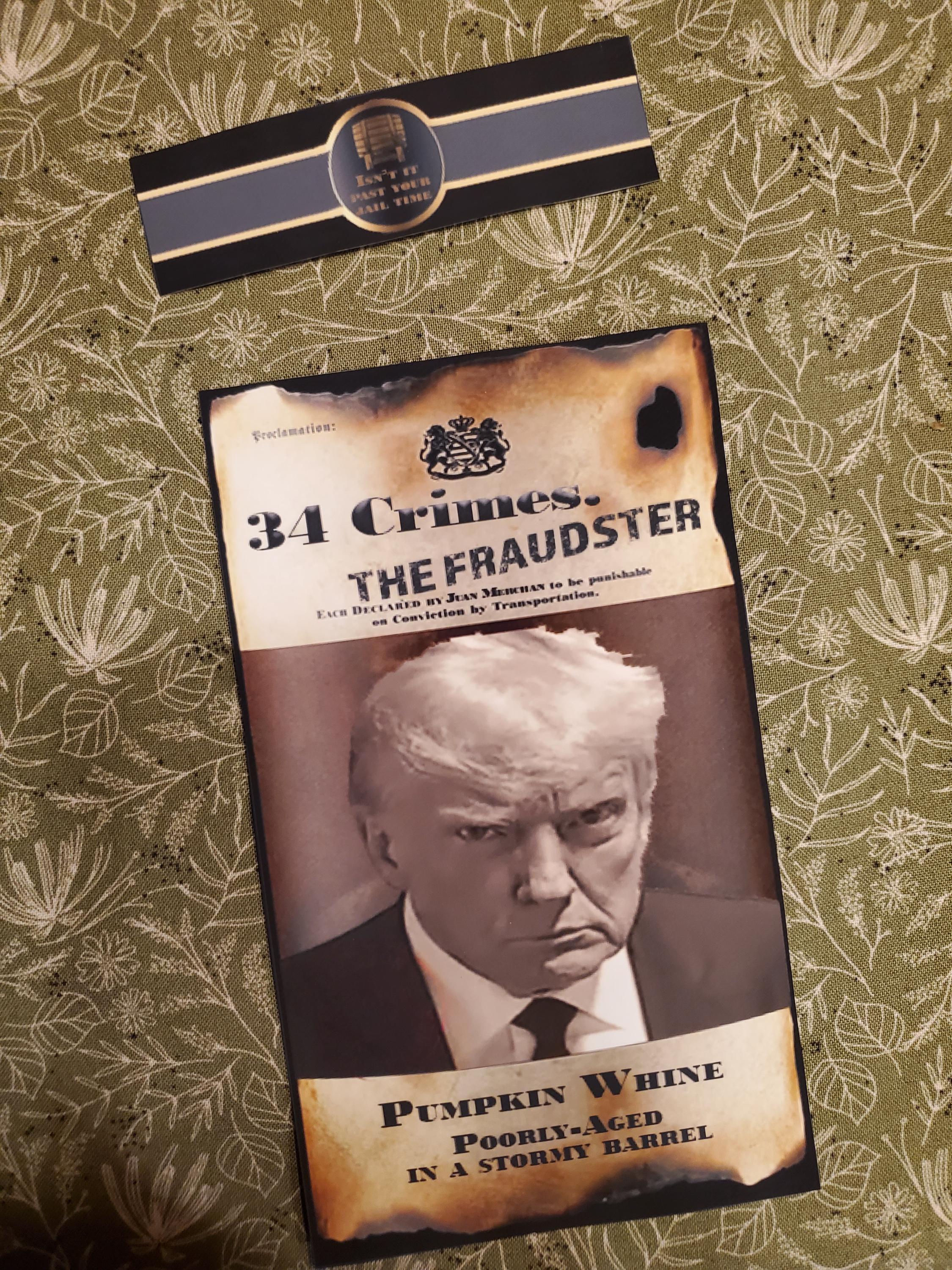 34 Crimes Wine Label - Trump - the Fraudster - Etsy