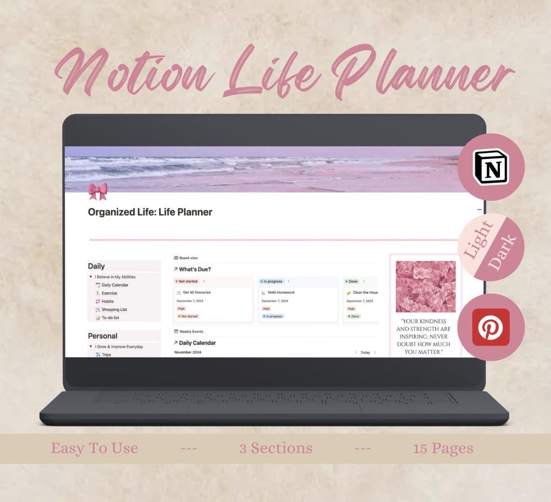 Notion Template Life Planner Weekly Planner Personal Organizer Adhd All ...