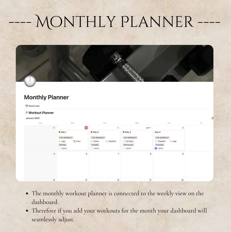 Notion Template - Workout Planner, Gym Workout Plan, Meal and Workout ...