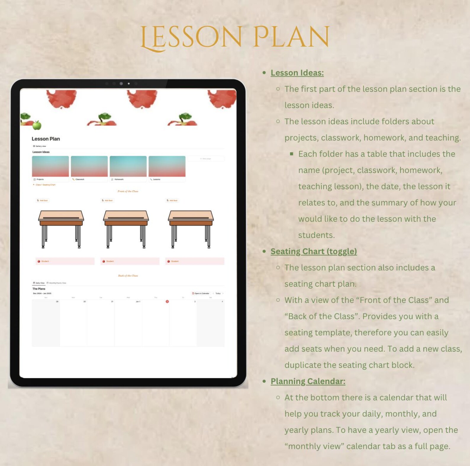 Notion Template - Lesson Planner Template, Lesson Plan for Teachers ...