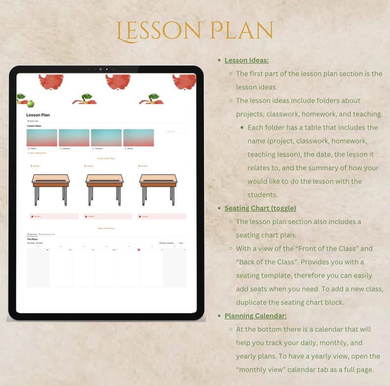 Notion Template - Lesson Planner Template, Lesson Plan for Teachers ...