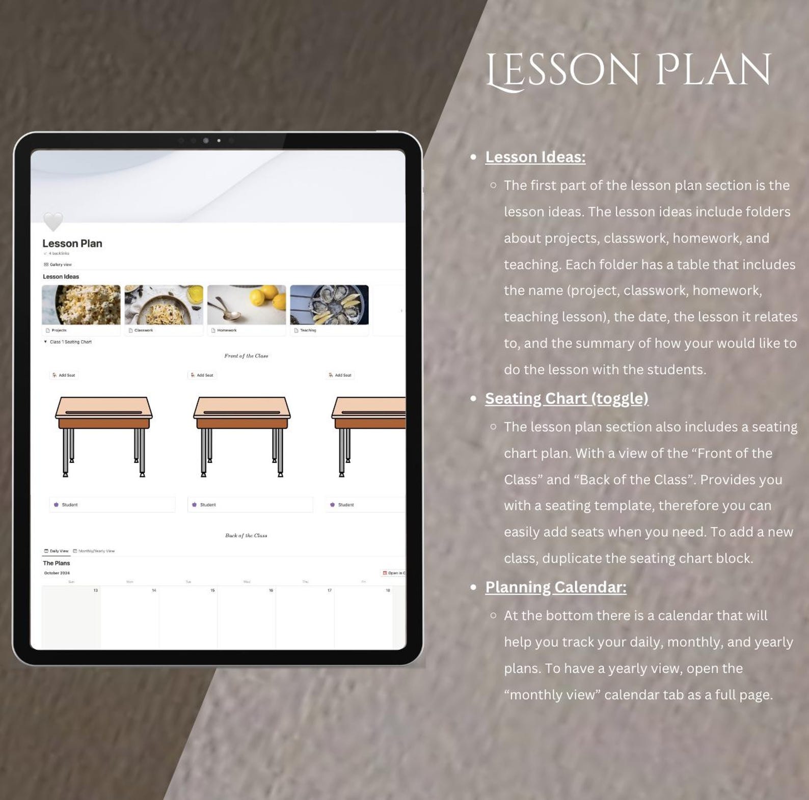 Notion Teacher Planner Template: Lesson Plan Dashboard (digital ...
