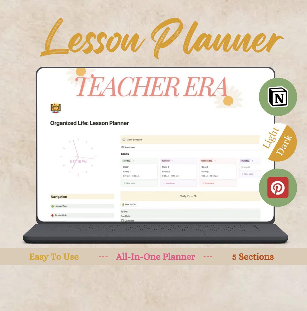 Notion Template - Lesson Planner Template, Lesson Plan for Teachers, Course Planner, Teaching ...