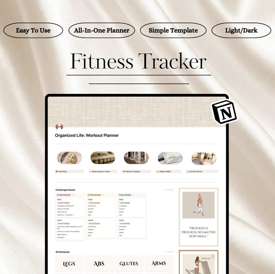 Fitness Planner Notion Template | Digital Exercise Tracker | Workout ...