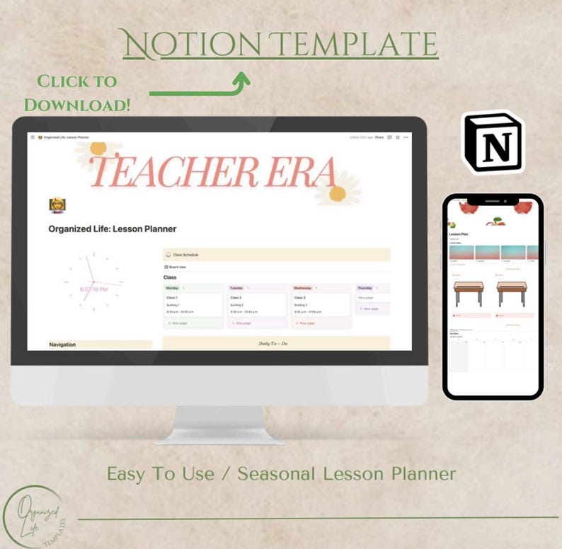 Notion Template - Lesson Planner Template, Lesson Plan for Teachers ...