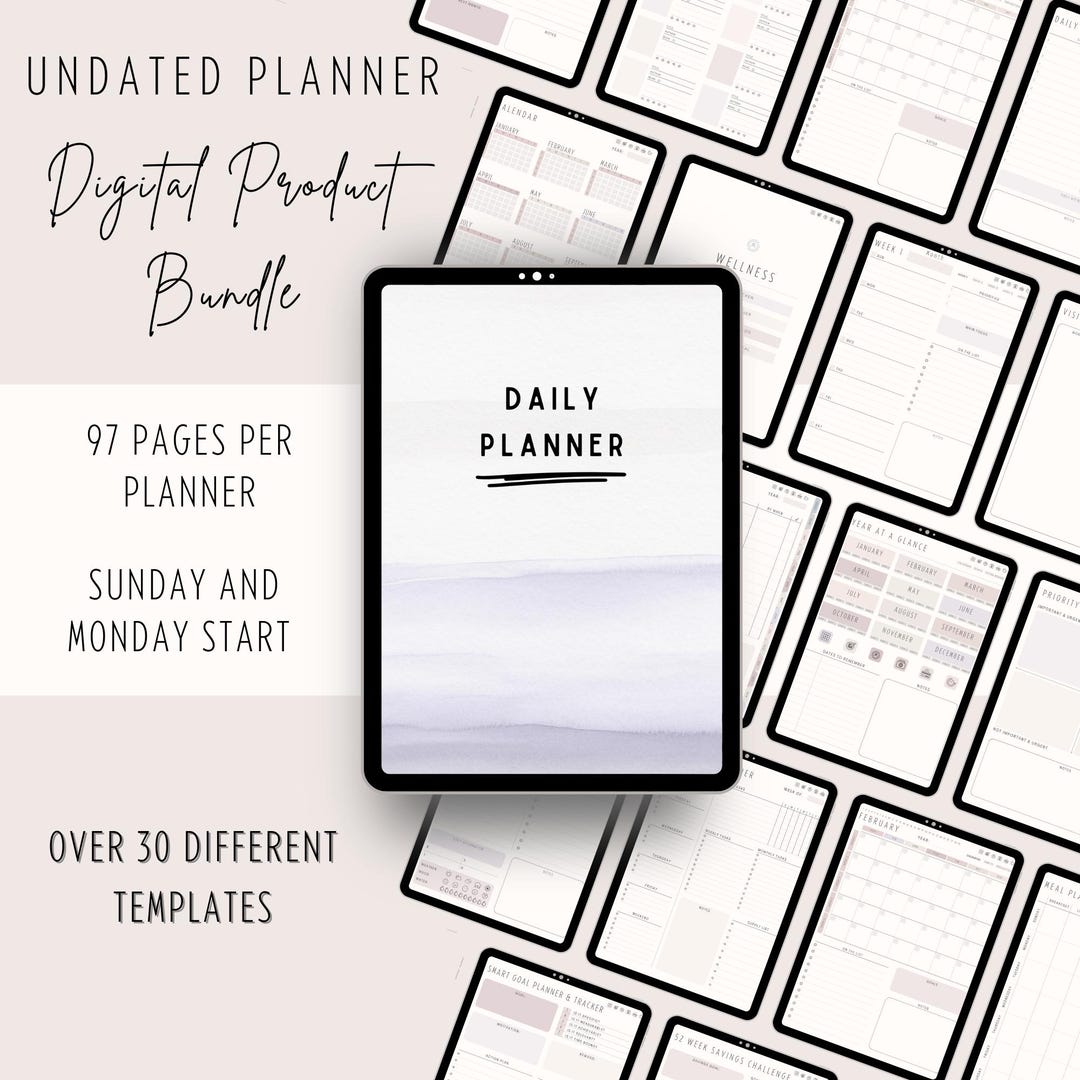 Sleek Undated Digital Planner | Hyperlinked PDF for Goodnotes iPad ...