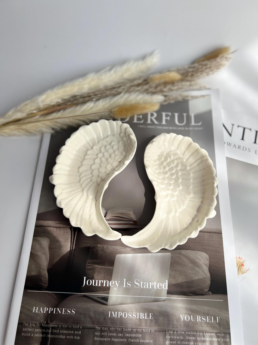 Angel Wing Dish, Trinket Tray, Memorial Angel Gift, Jesmonite Shelf ...