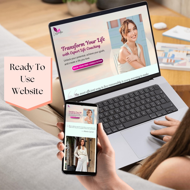 Pastel Life Coach Website Template, Ebook Course Landing Page (canva ...