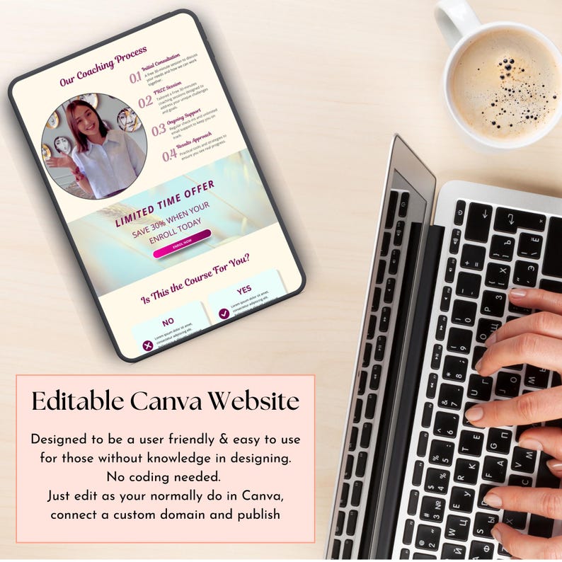 Pastel Life Coach Website Template, Ebook Course Landing Page (canva ...