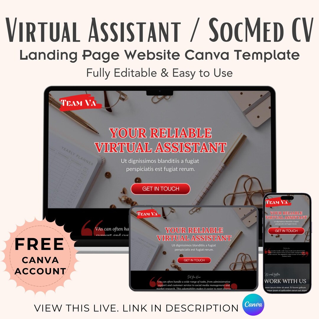 Virtual Assistant Canva Website Template, Business Proposal Landing ...