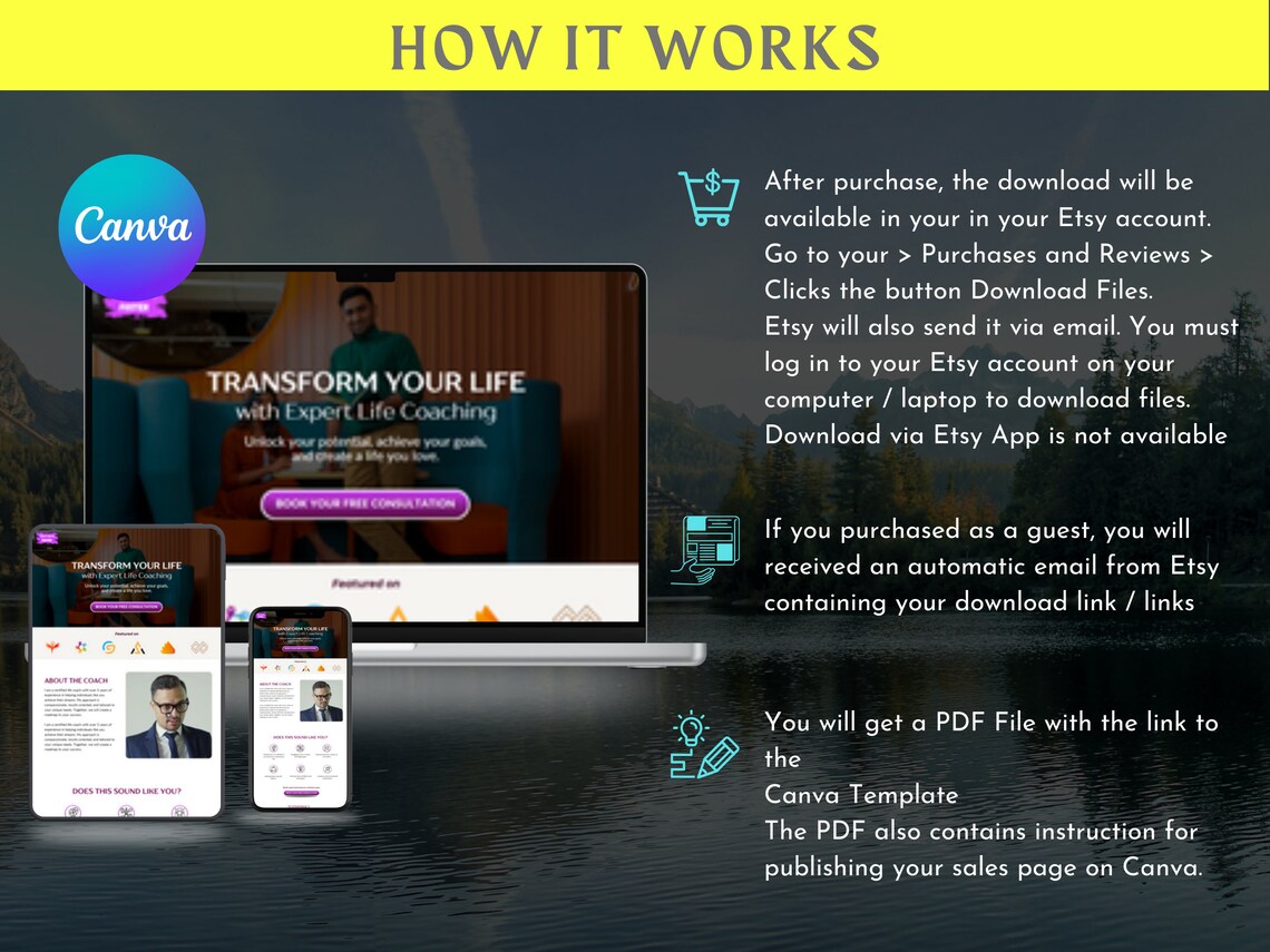 Harrison Coaching Canva Website Canva Website Template Landing Page Coaching Website Sales ...