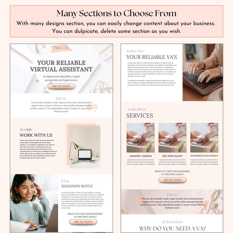 Canva Website Virtual Assistant Template Shannon VA Portfolio Business ...