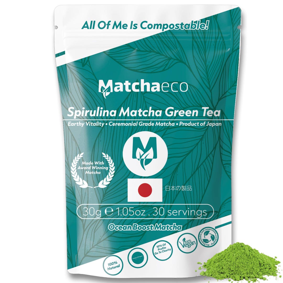 Matchaeco / Té verde matcha ceremonial en polvo: Spirulina Ocean Boost ...