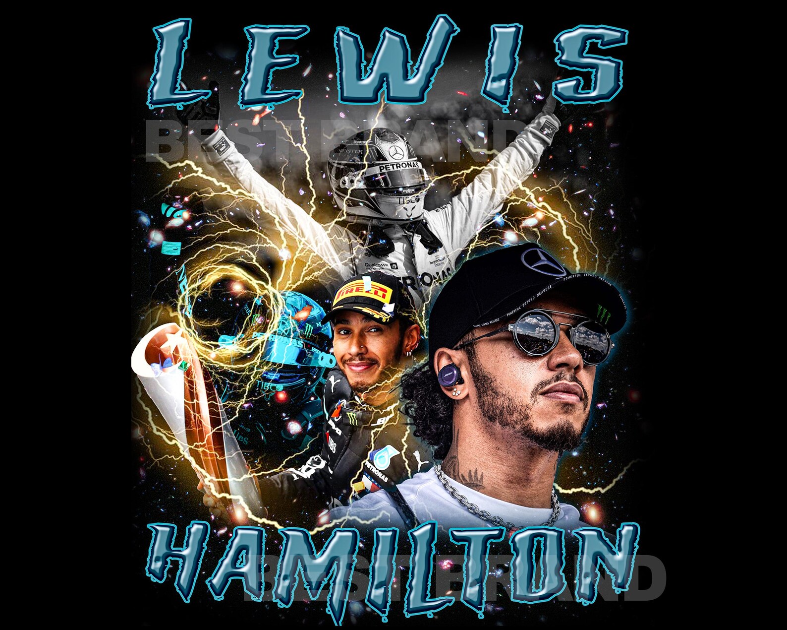 Lewis Hamilton PNG Formula 1 Racing Team Mercedes 90s Vintage X Bootleg ...