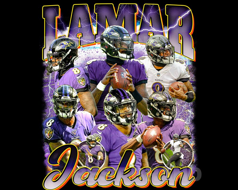 LAMAR JACKSON T Shirt Design. PNG Digital 4500x5100 Px. Ravens Football ...