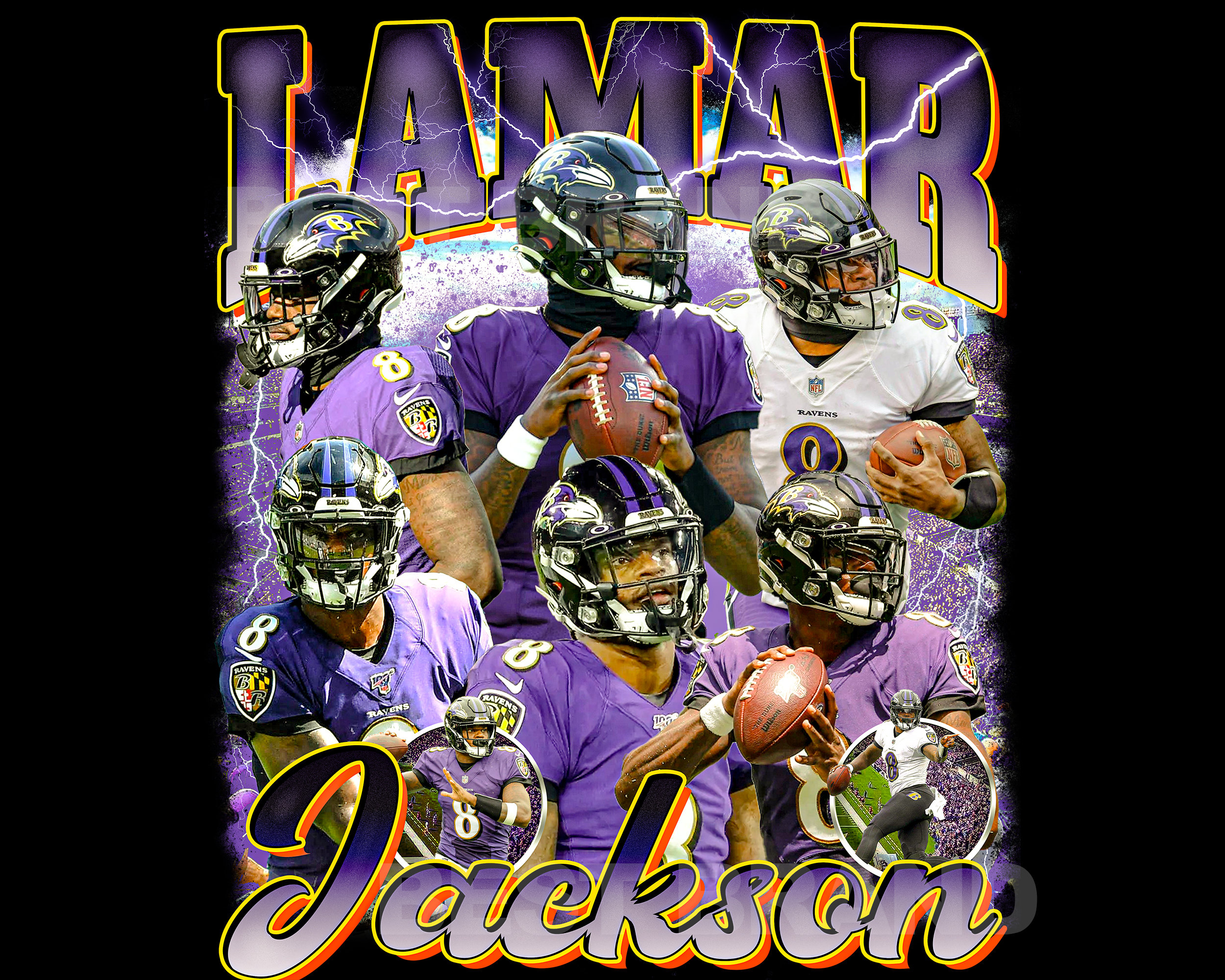 LAMAR JACKSON T Shirt Design. PNG Digital 4500x5100 Px. Ravens Football ...