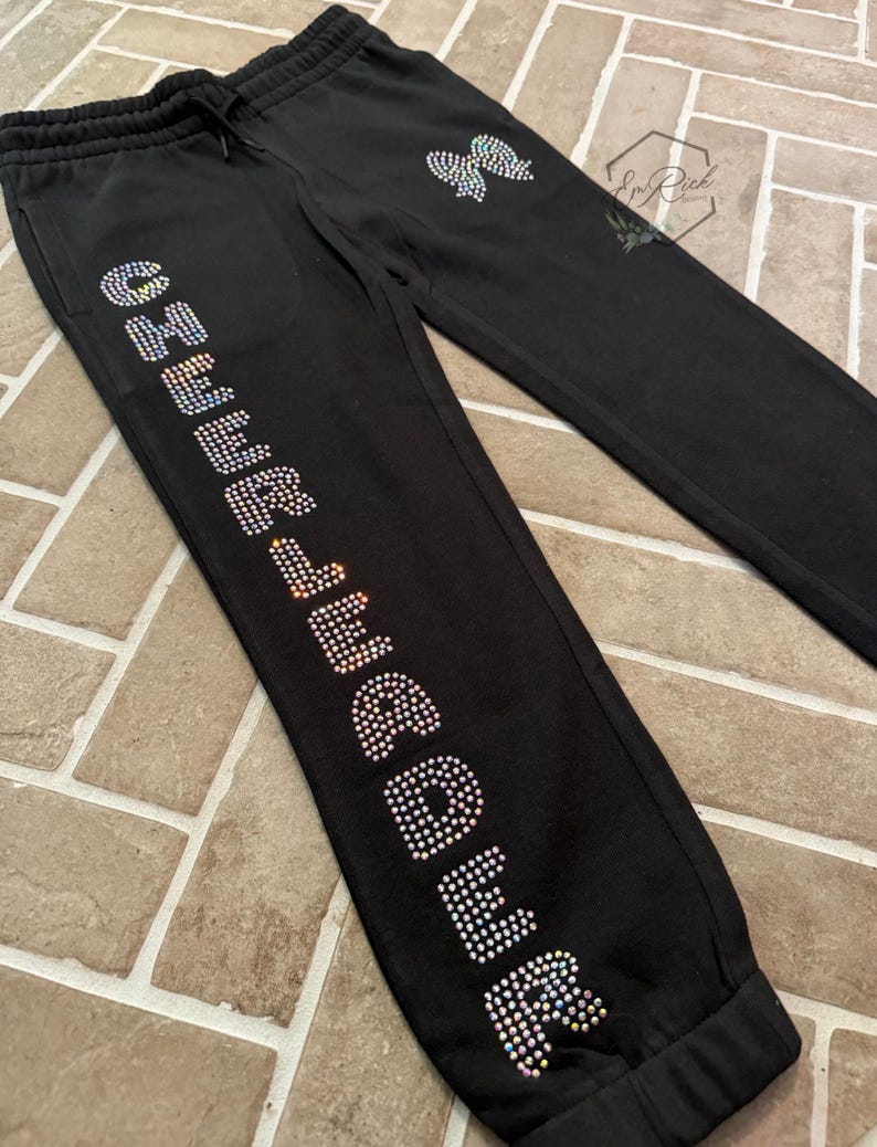 Girls Rhinestone Cheerleader Sweatpants Cheer Pants Warm up Pants - Etsy
