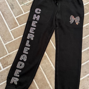 Girls Rhinestone Cheerleader Sweatpants Cheer Pants Warm up Pants - Etsy