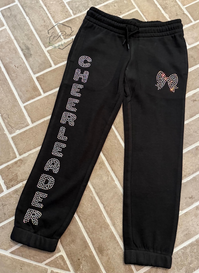 Girls Rhinestone Cheerleader Sweatpants Cheer Pants Warm up Pants - Etsy