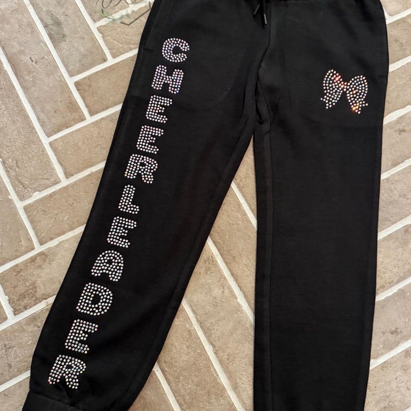 Rhinestone Black Sweatpants - Etsy
