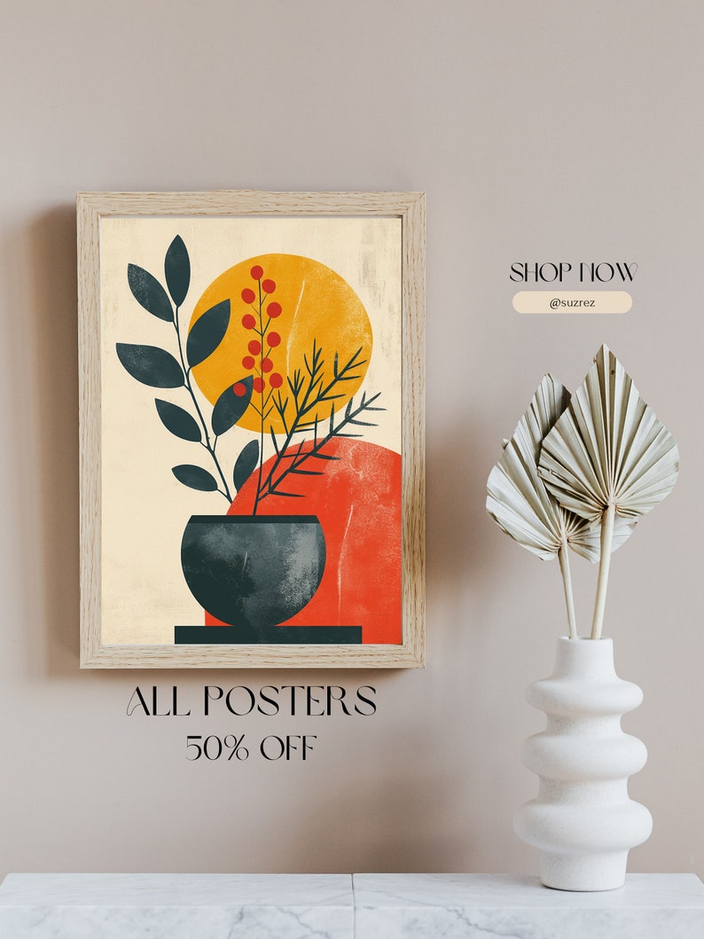 Ai Art: Modern Boho Botanical Art Poster - Etsy