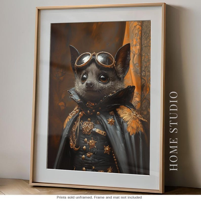 Steampunk Bat Art Print - Gothic Moody Picture, Victorian Commander ...