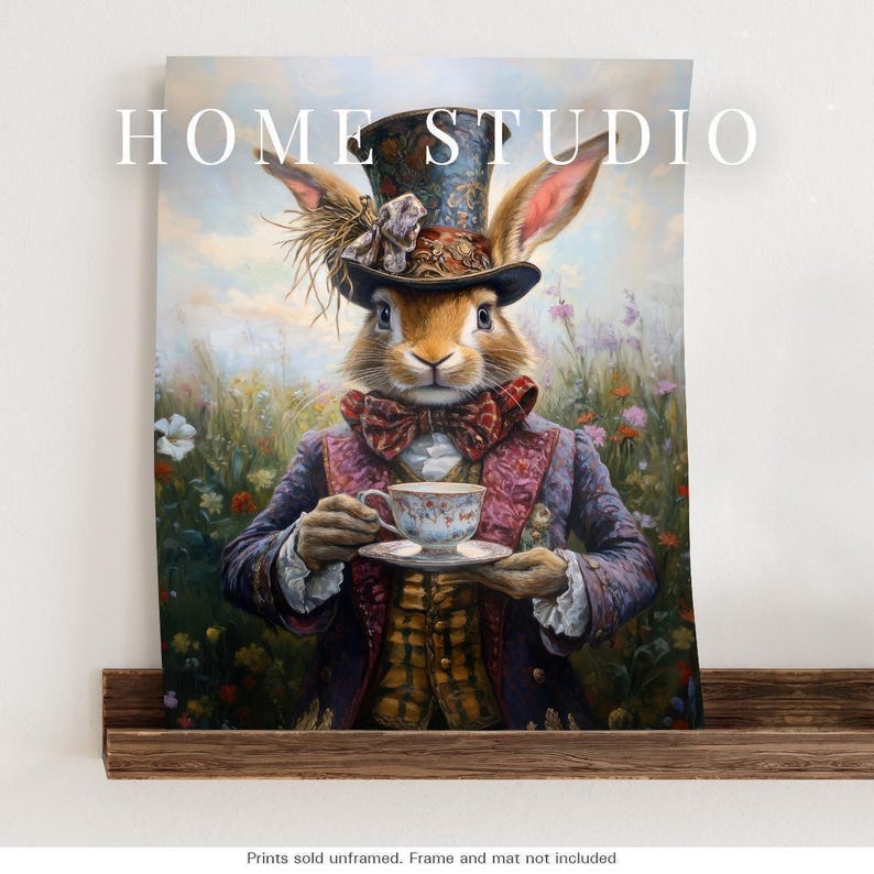 The March Hare as Mad Hatter Art Print Unframed Victorian Vintage ...